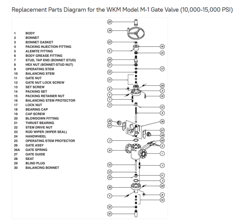 WKM Model M-1 Gate Valve Parts - Jiangsu Deenpu Petrochemical Machinery ...